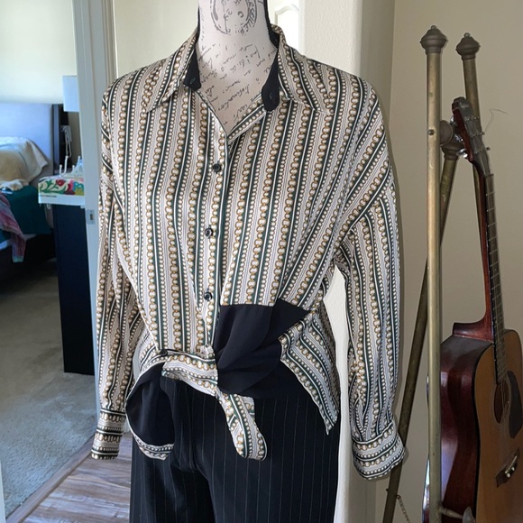 Zara | Tops | Zara Chain Link Button Down Blouse | Poshmark